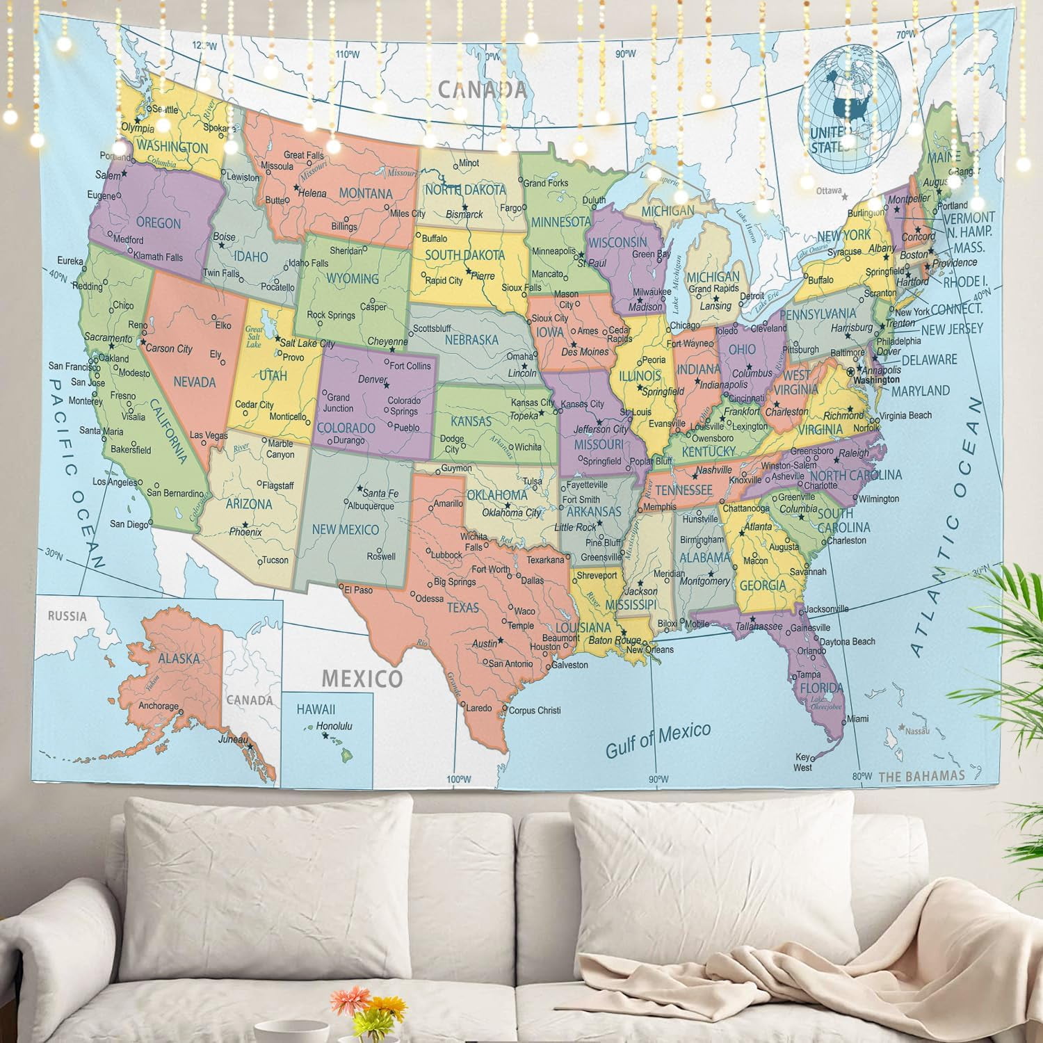 United States Map, World Map Tapestry Science Tapestry Us Map For ...