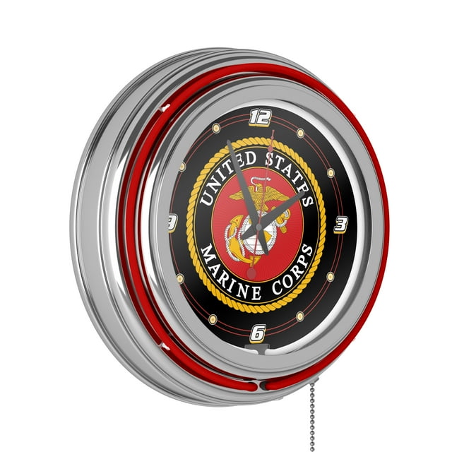 United States Marine Corps Chrome Double Ring Neon Clock - Walmart.com