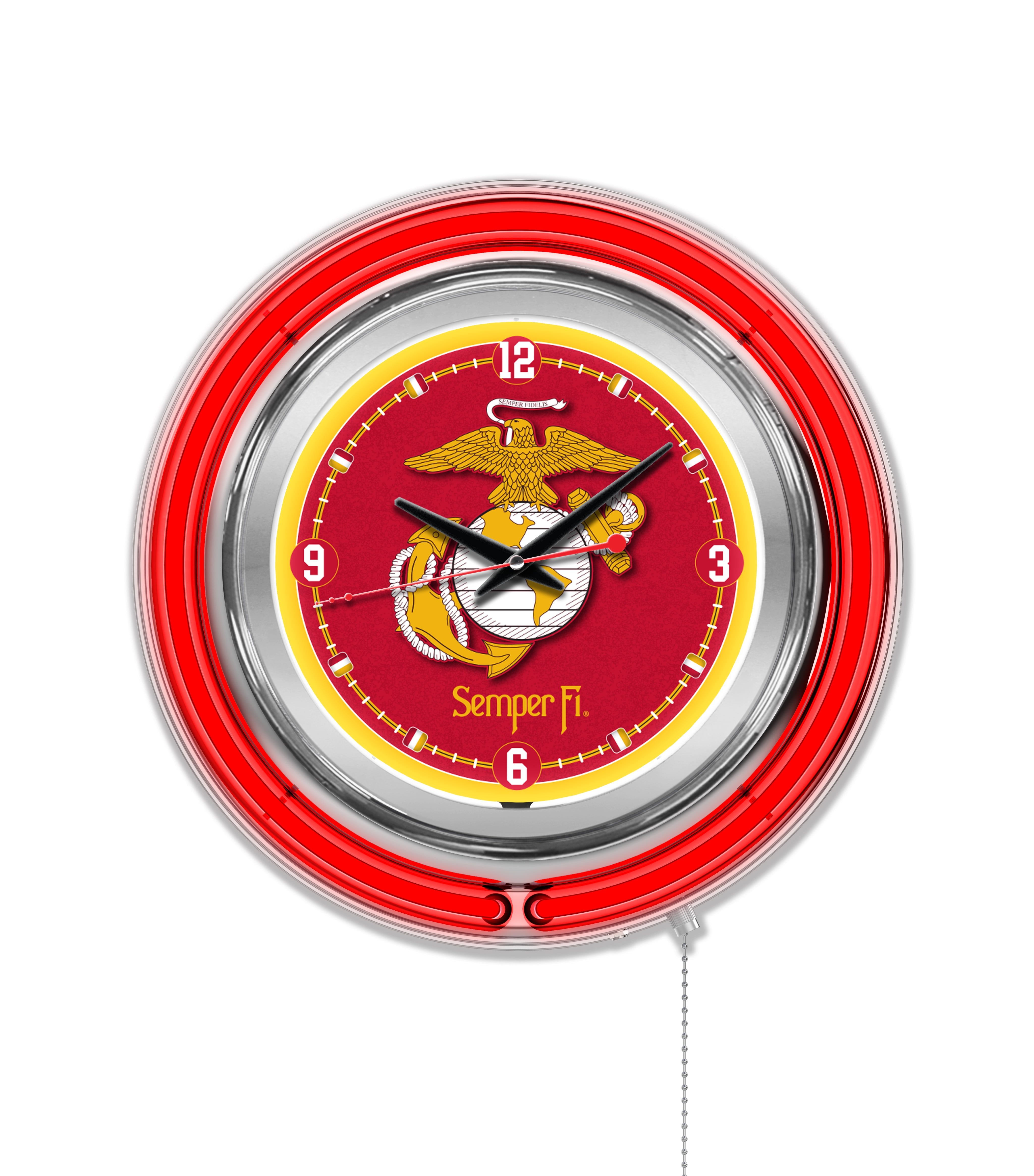United States Marine Corps (Red/Yellow) 15" Double Neon Wall Clock ...