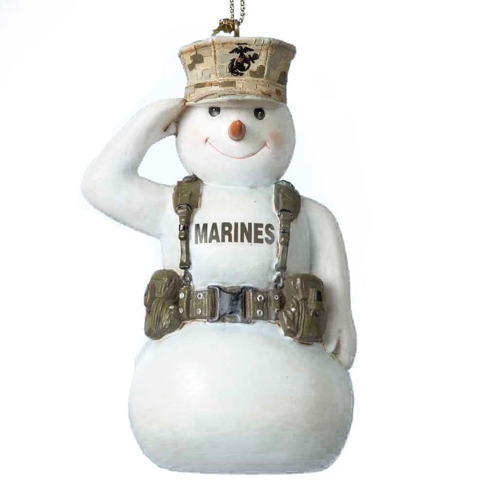 United States Marine Corps Saluting Snowman USMC Christmas Ornament ...