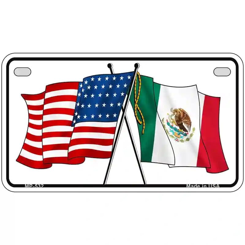 United States Mexico Flag Metal Novelty License Plate 7" x 4 ...