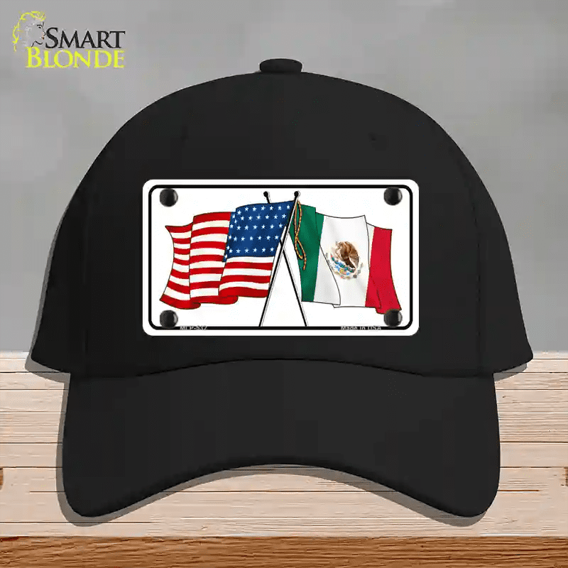 United States Mexico Flag Novelty License Plate Hat Cotton Black ...
