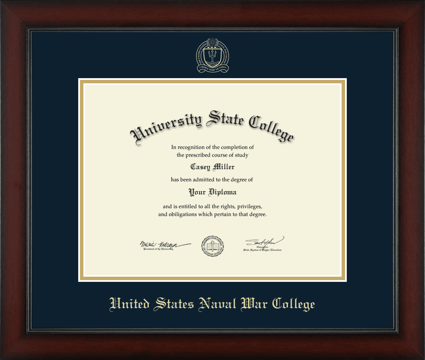 United States Naval War College Diploma Frame, Document Size 12" x 9 ...