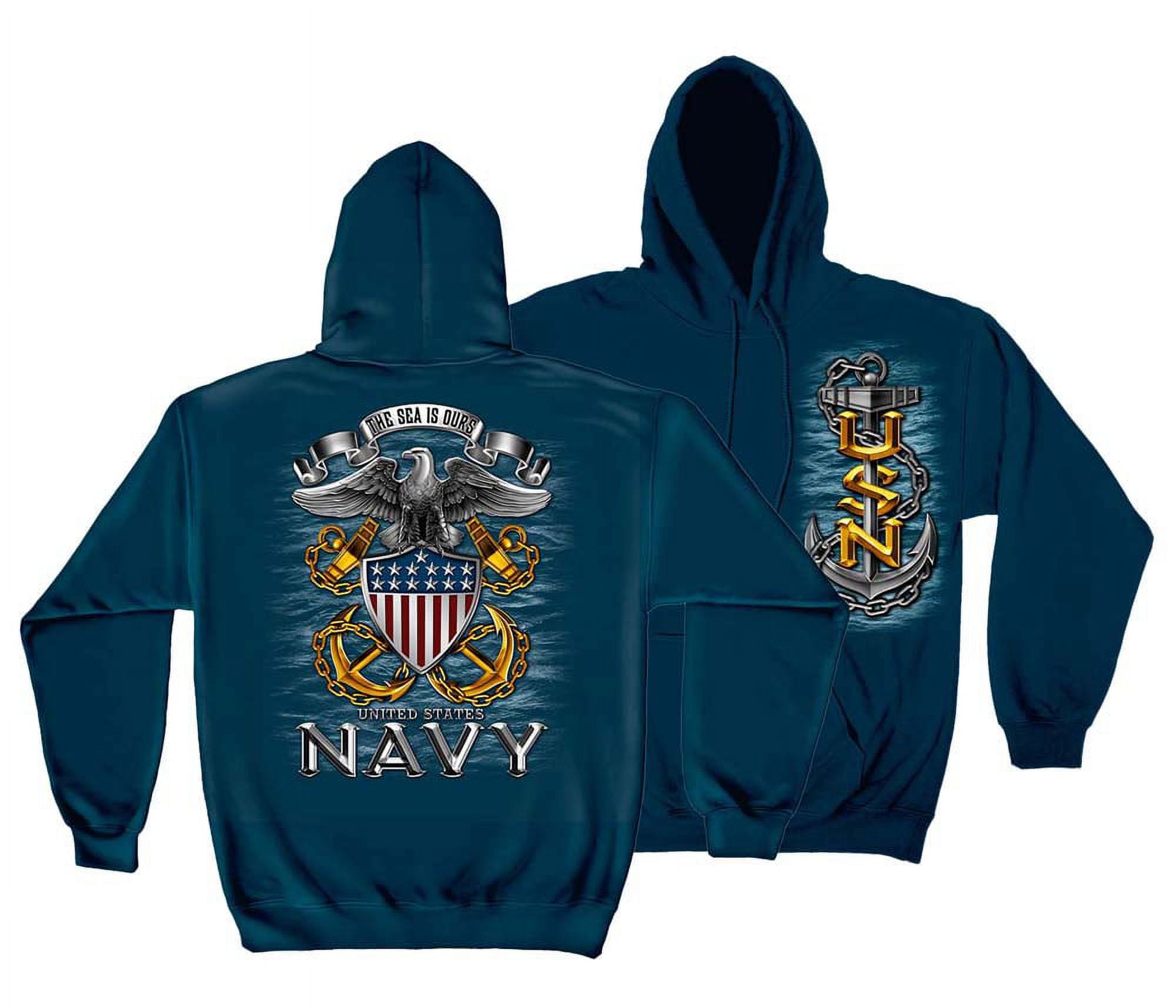 United States Navy Anchor Hooded Sweatshirt by , Navy Blue, XL ...