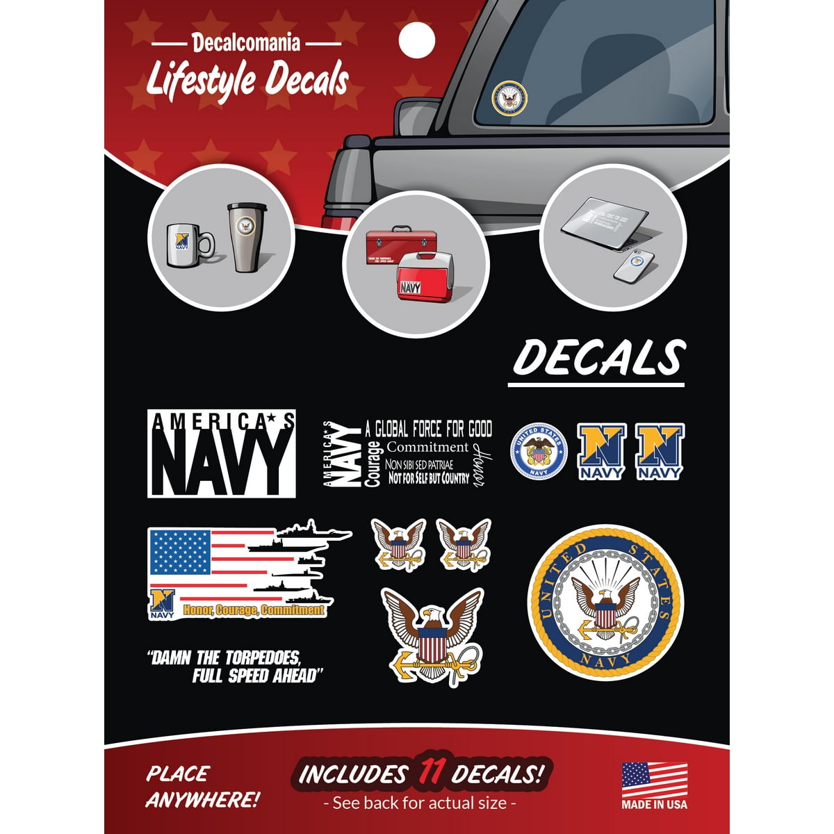United States Navy Decals - Set of 11 Vinyl Stickers for Car Truck ...