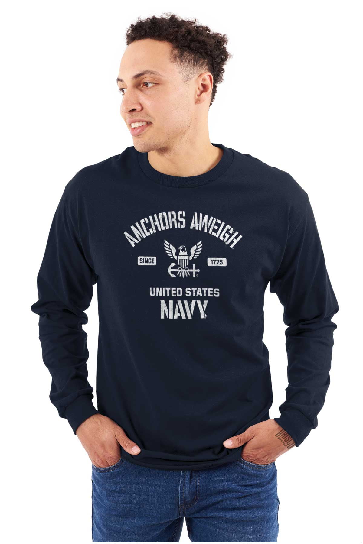 United States Navy Logo Anchor Aweigh Unisex Plus Size Long Sleeve ...