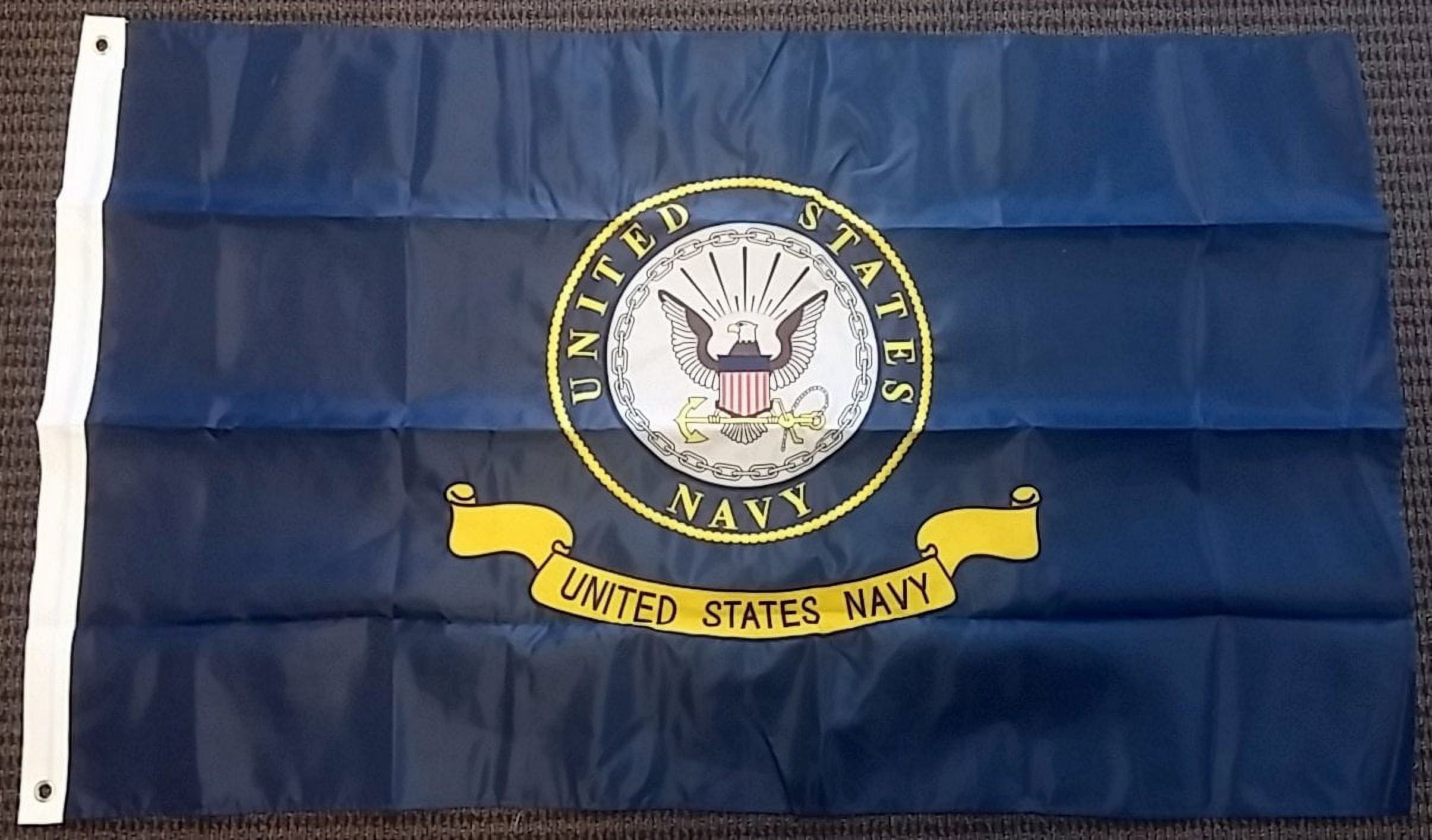 United States Navy Logo Double Sided Nylon Embroidered 3x5 Foot Flag ...