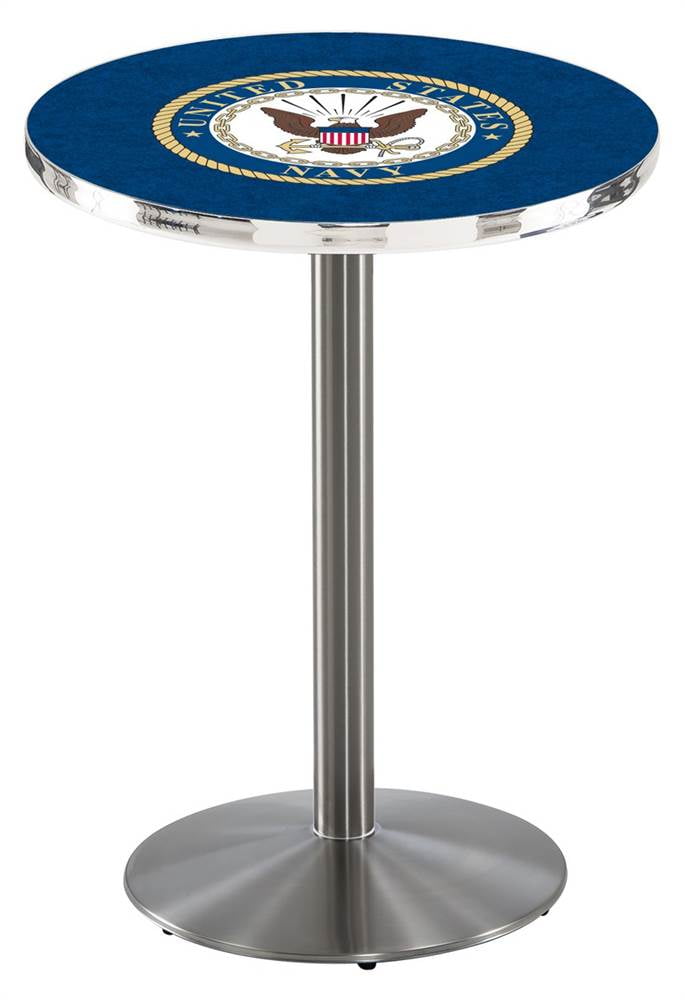 United States Navy Pub Table in Stainless Steel Finish (28 in. Dia. x ...