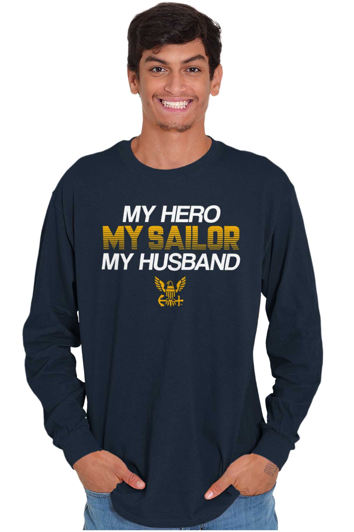United States Navy Sailor Husband Long Sleeve TShirt Men Women Brisco ...