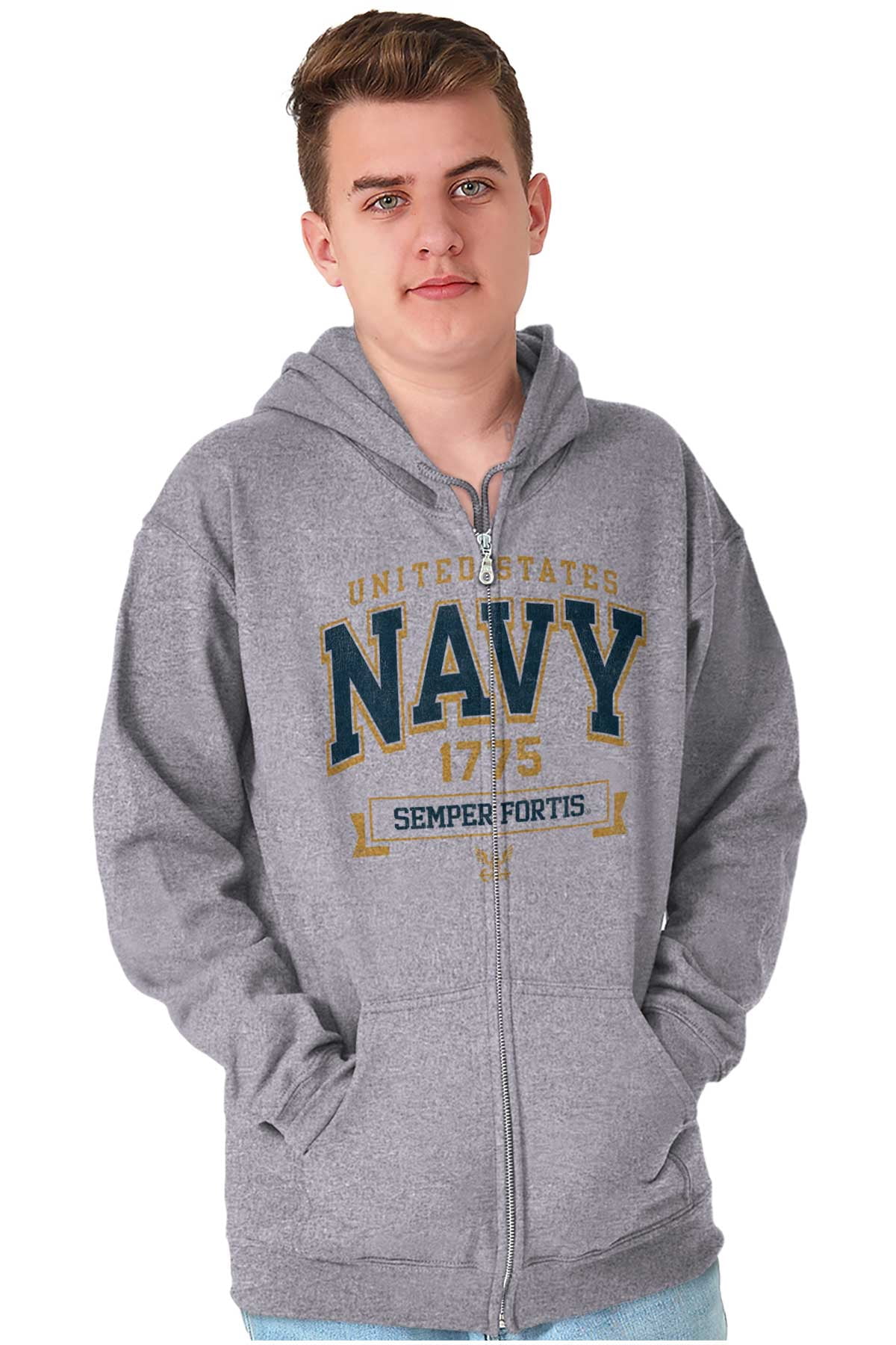United States Navy Semper Fortis 1775 Unisex Plus Size Zip Hoodie ...