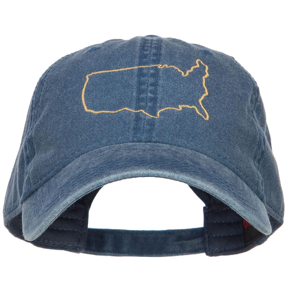 United States Outline Map Embroidered Washed Cap - Navy OSFM - Walmart.com