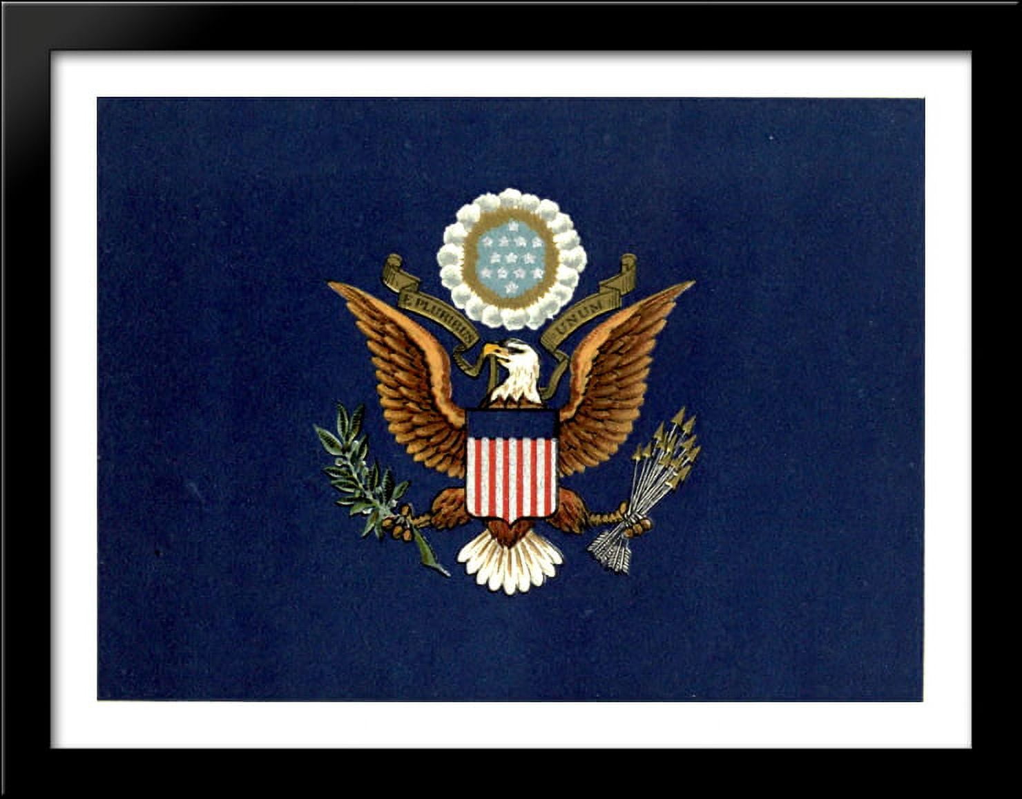 United States Presidential Flag Art 36x28 Large Black Wood Framed Print ...