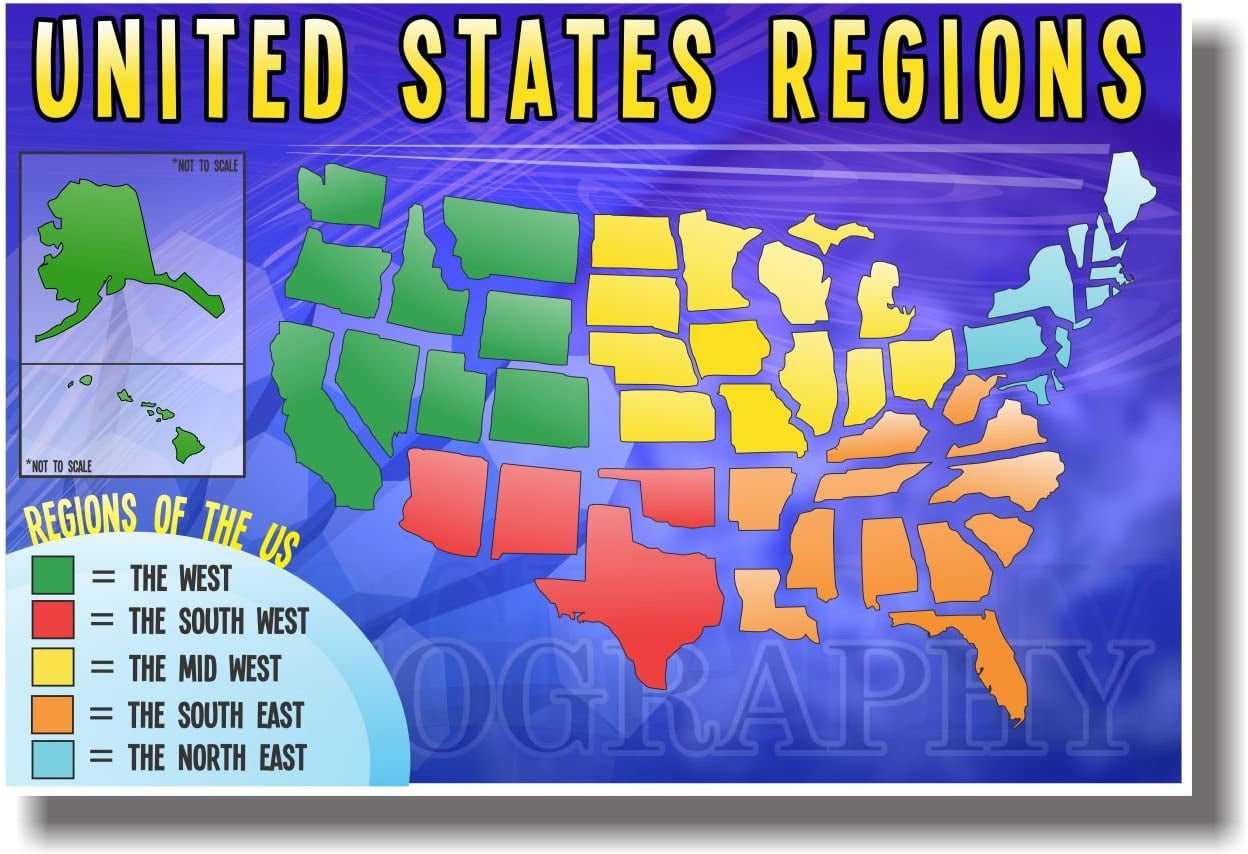 United States Regions - NEW American Geography Poster - Walmart.com