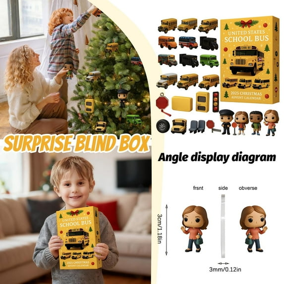 United States School Bus - 2025 Christmas Advent Calendar, 24 Nostalgic ...