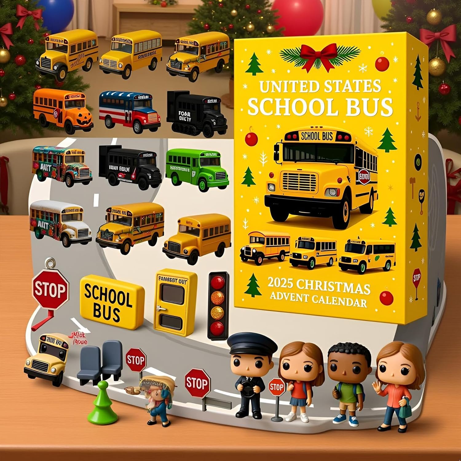 United States School Bus - 2025 Christmas Advent Calendar, 24 Nostalgic ...