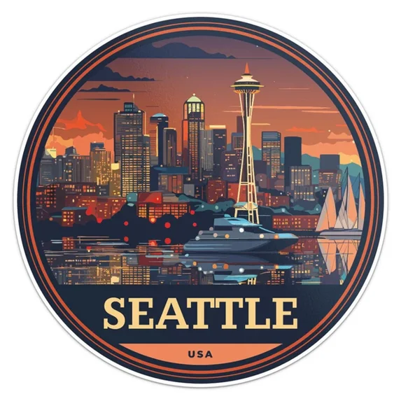 United States Seattle City Sticker Phone Decal Water Bottle Stickers ...