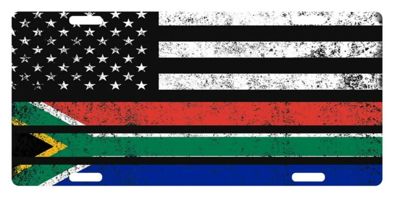 United States South Africa USA Flag License Plate Emblem - Aluminum ...