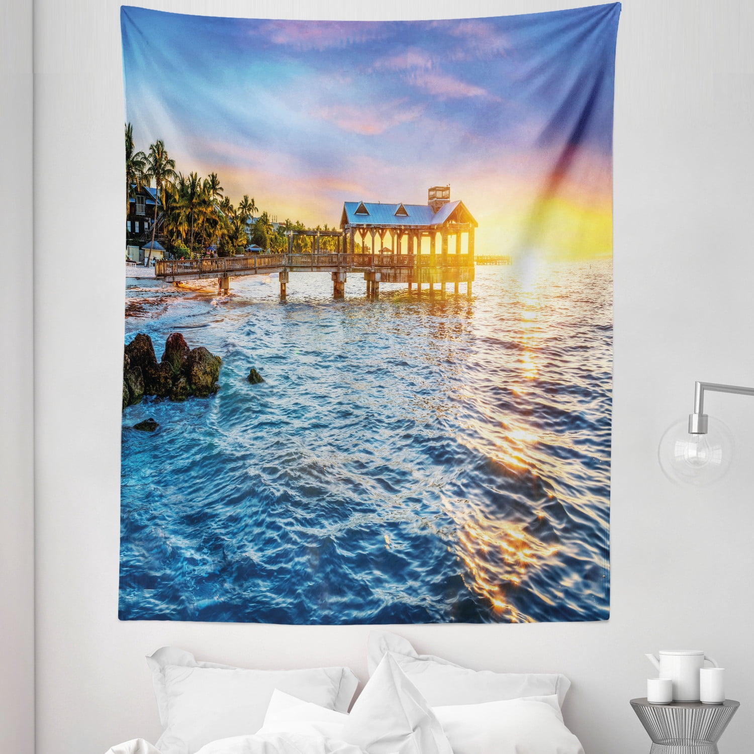 United States Tapestry, Pier at Beach in Key West Florida USA Tropical ...
