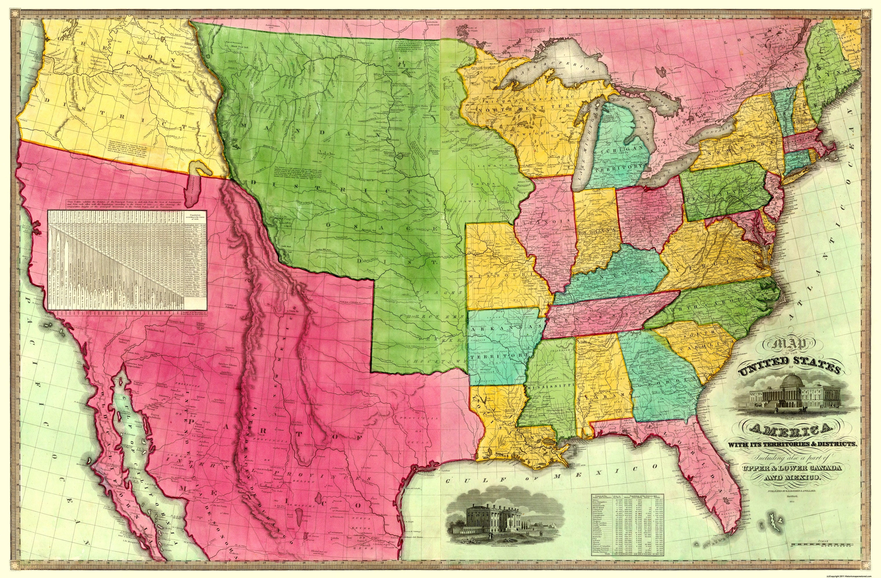Historic State Map - United States Territories Districts - Barber 1835 ...