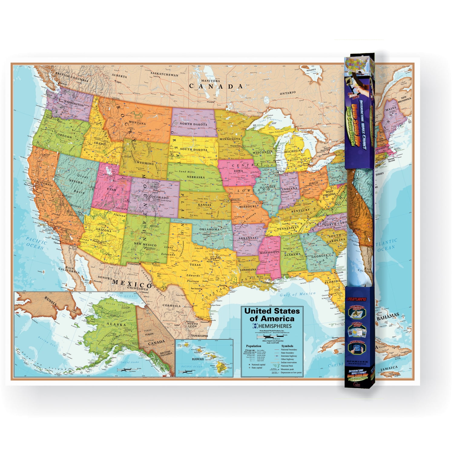 United States Wall Chart with Interactive App 32 Inches x 40.5 Inches ...
