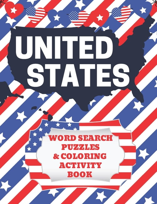 United States Word Search Puzzles and Coloring Activity Book: Fifty ...