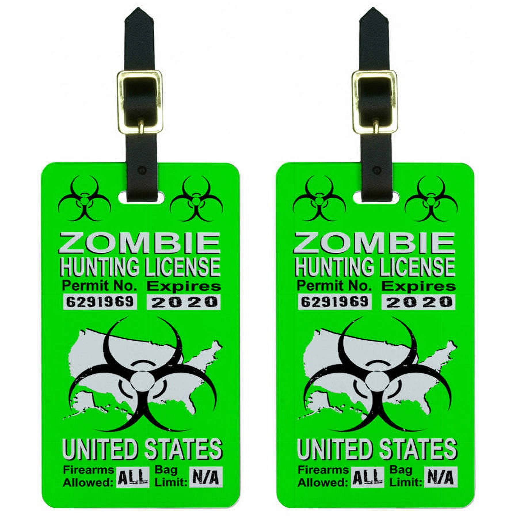 United States Zombie Hunting License Green Permit Luggage Tags ID, Set ...