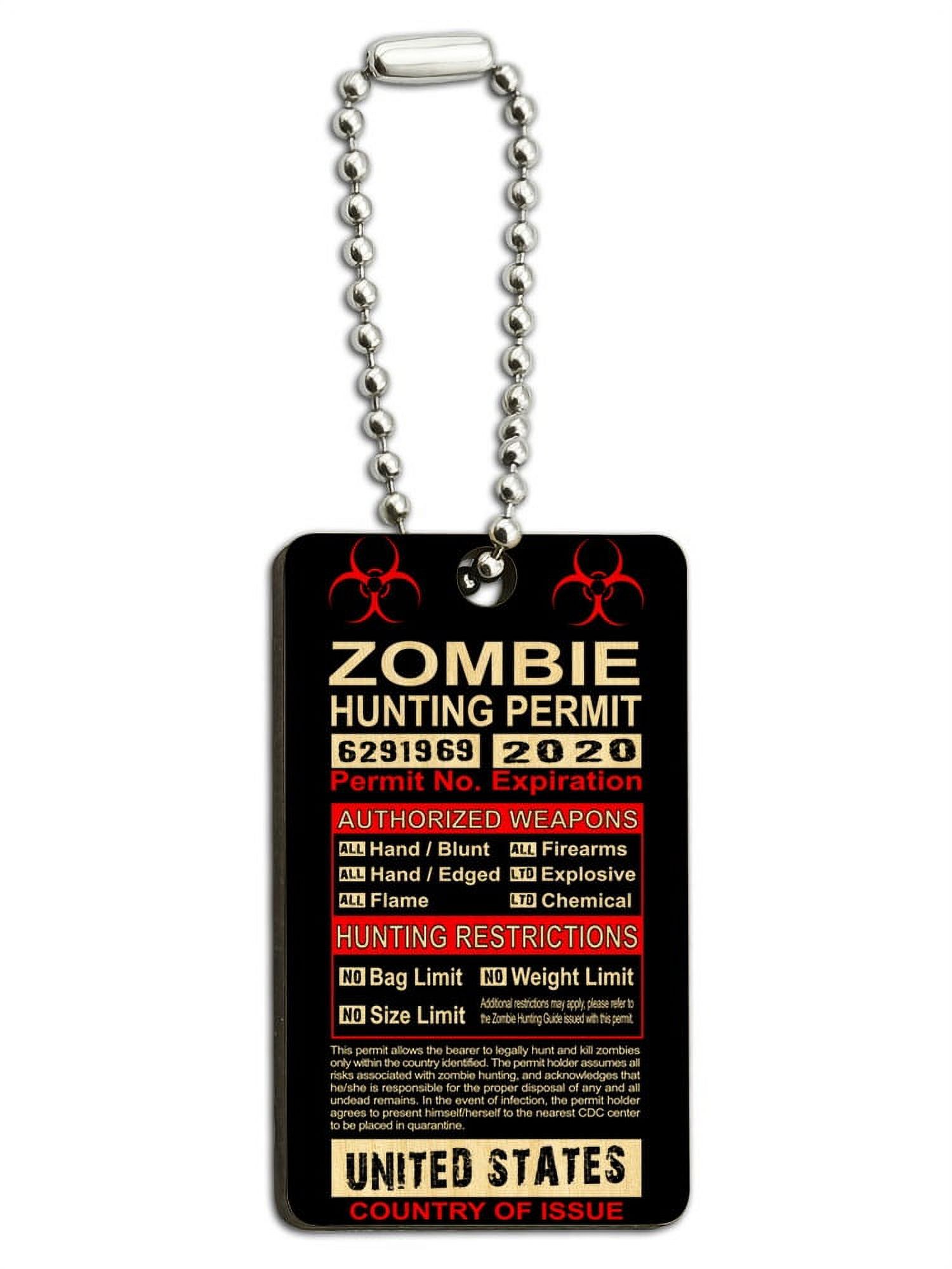 United States Zombie Hunting License Permit Wood Rectangle Key Chain ...