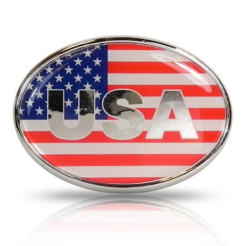 United States of America USA Flag Oval Shape Solid Heavy Metal Car ...