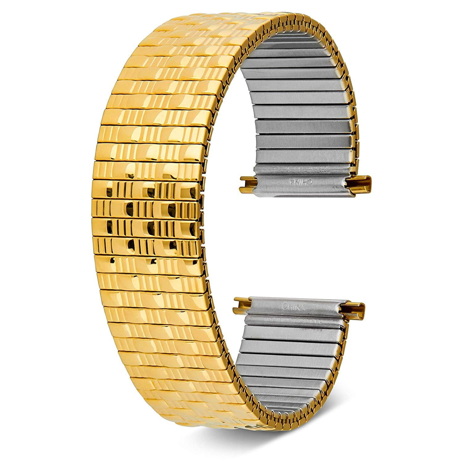 United Watch Bands Expandable Silver Or Gold Tone Accented Stainless ...