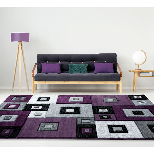 United Weavers Drachma Benson Modern Geometric Runner Rug, Plum, 2'7" x ...