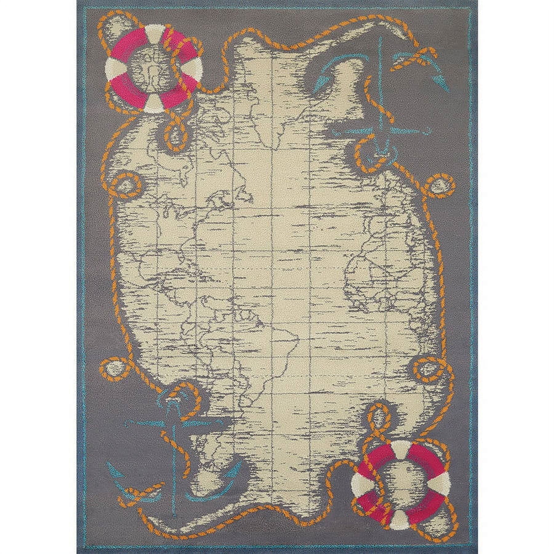 United Weavers Seaside Tropical Map Charcoal Woven Olefin Area Rug ...