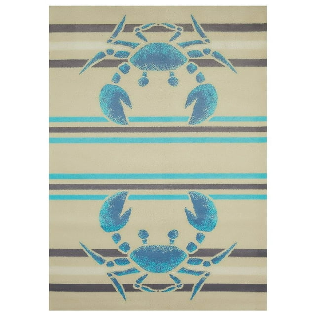 United Weavers Seaside Twin Crabs Blue Woven Olefin Area Rug - Walmart.com