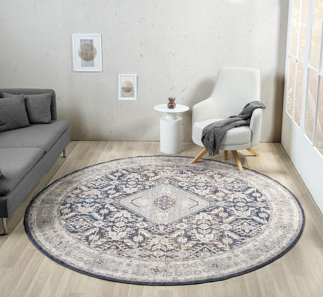 United Weavers Utopia Eugene Oriental Border Round Rug, Brown, 7'11" x ...