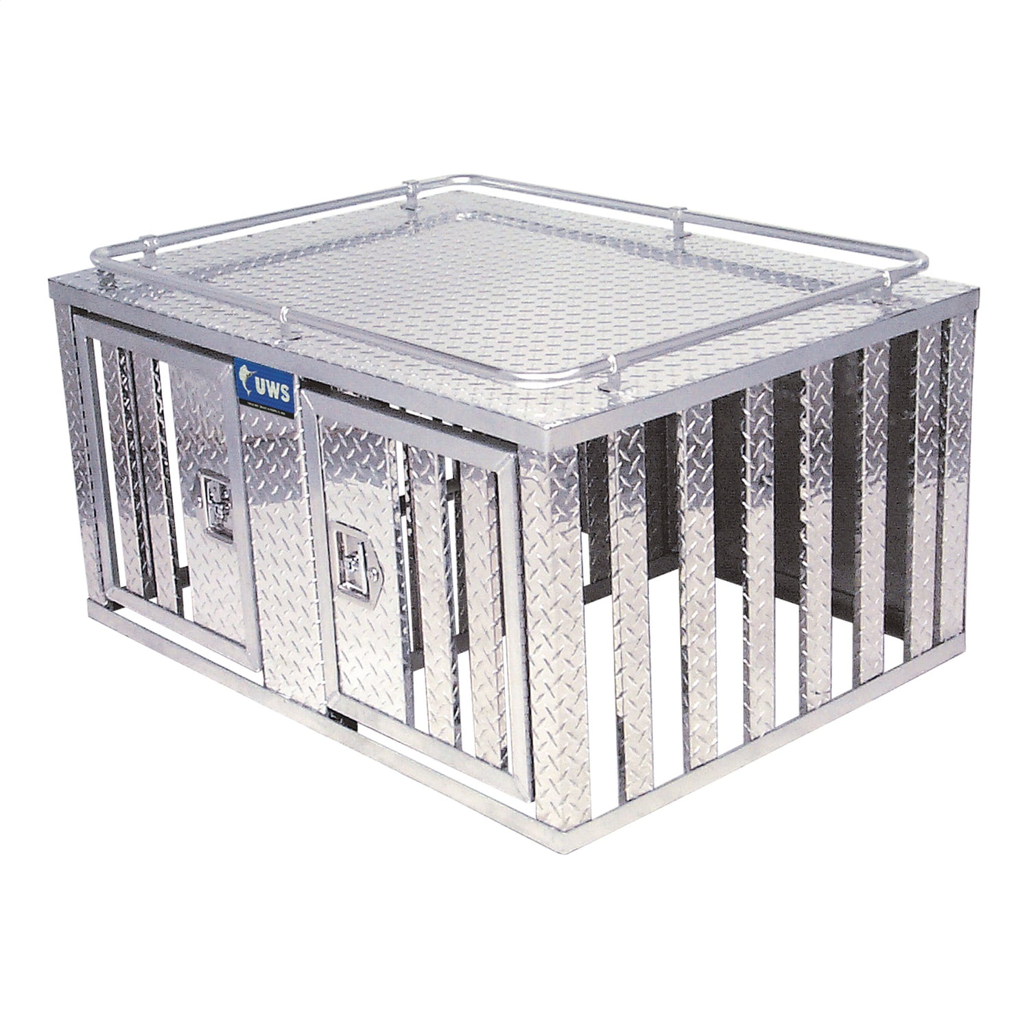 UWS Two Door Diamond Plate Aluminum Dog Box, Full-Size Storage ...