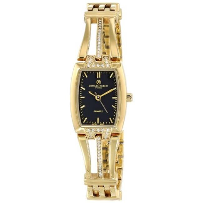 Unitron Enterprise Womens Gold-finish Black Dial Quartz Watch - Walmart.com