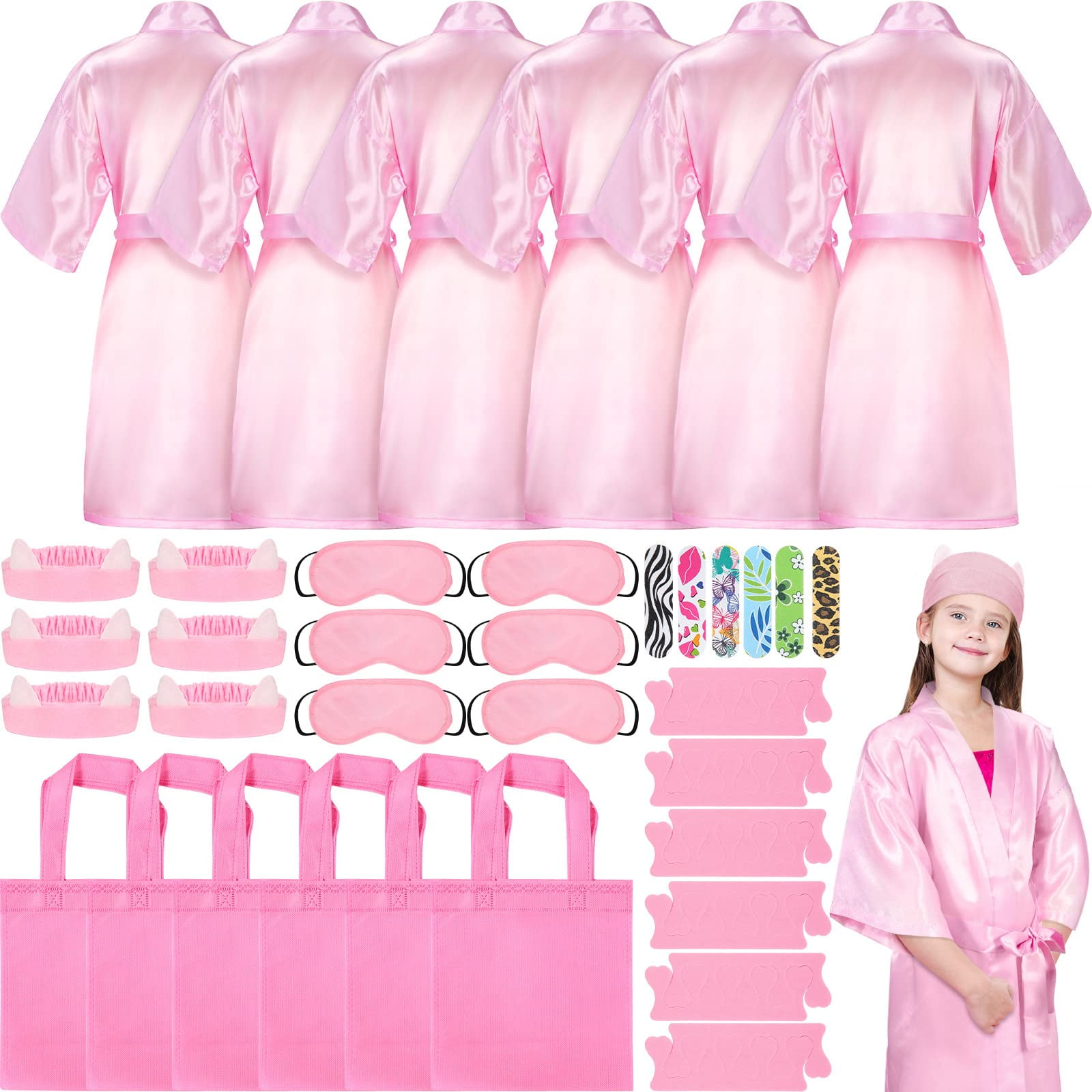 Unittype 42 Pieces Spa Robes Party Favor for Girls Satin Robes Bulk ...