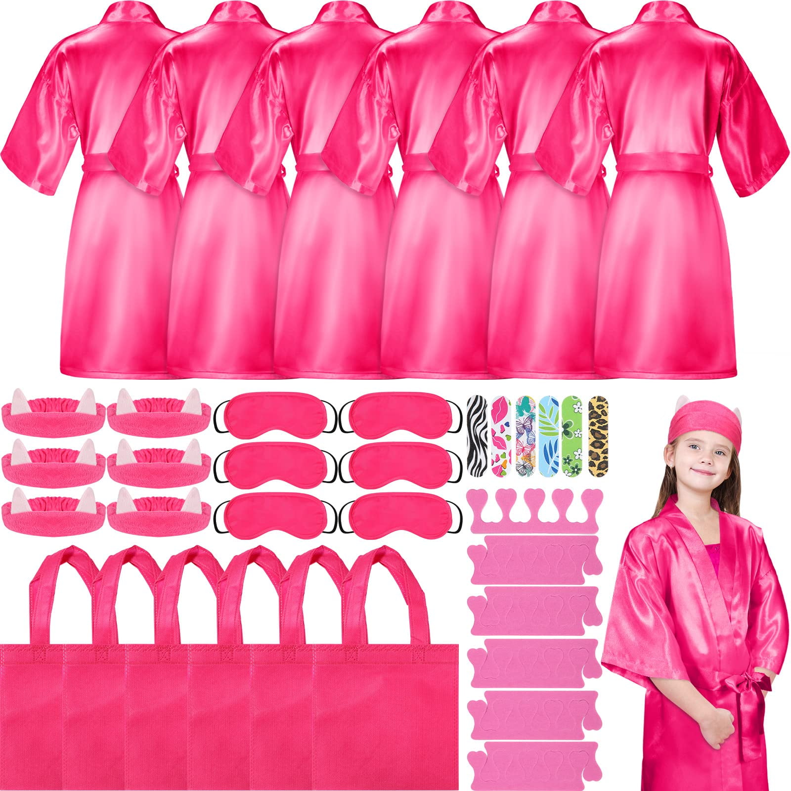 Unittype 42 Pieces Spa Robes Party Favor for Girls Satin Robes Bulk ...