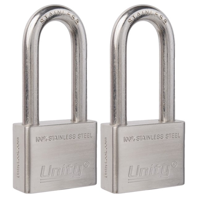 Unity 40mm 100% Stainless Steel Long Shackle Padlock Keyed Alike Marine ...