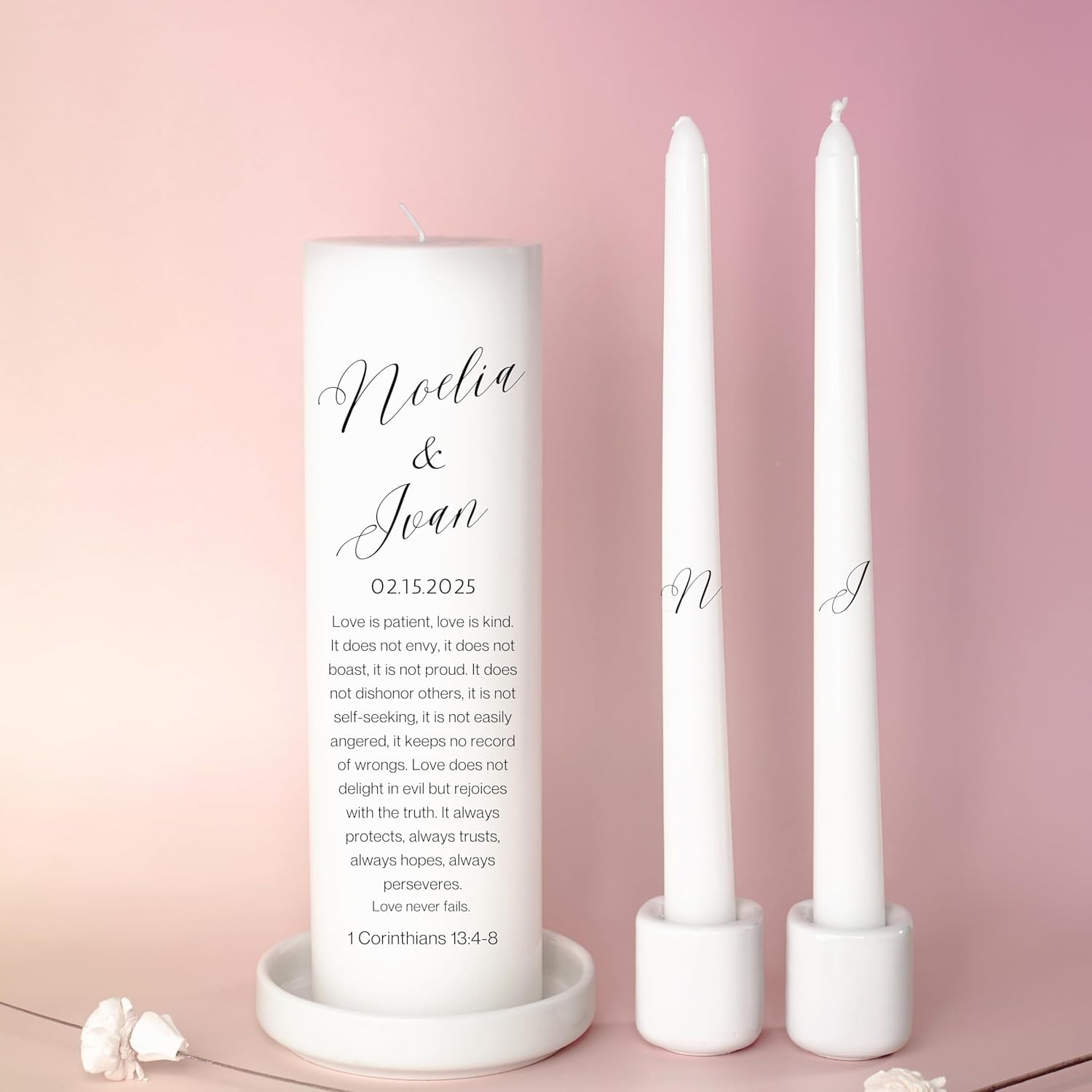 Unity Candles for Wedding, Modern Unity Set, Custom and Personalized ...