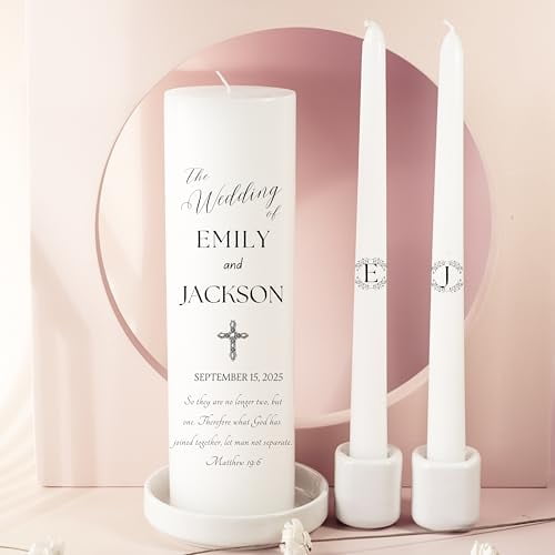 Unity Candles for Wedding, Modern Unity Set, and Personalized Pillar ...