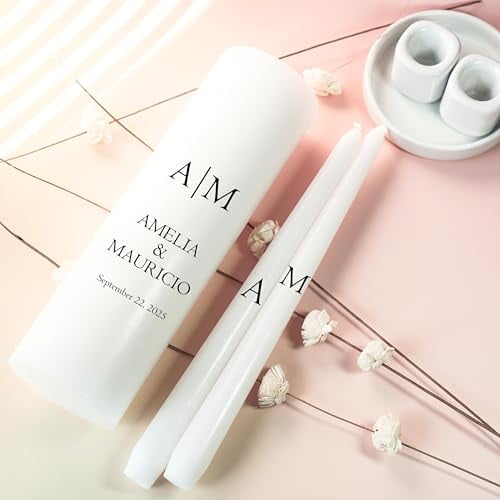 Unity Candles for Wedding, Modern Unity Set, and Personalized Pillar ...