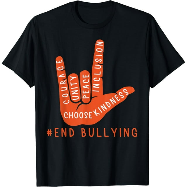 Unity Day Orange Kids 2021 Anti Bullying Love Sign Language T-Shirt ...