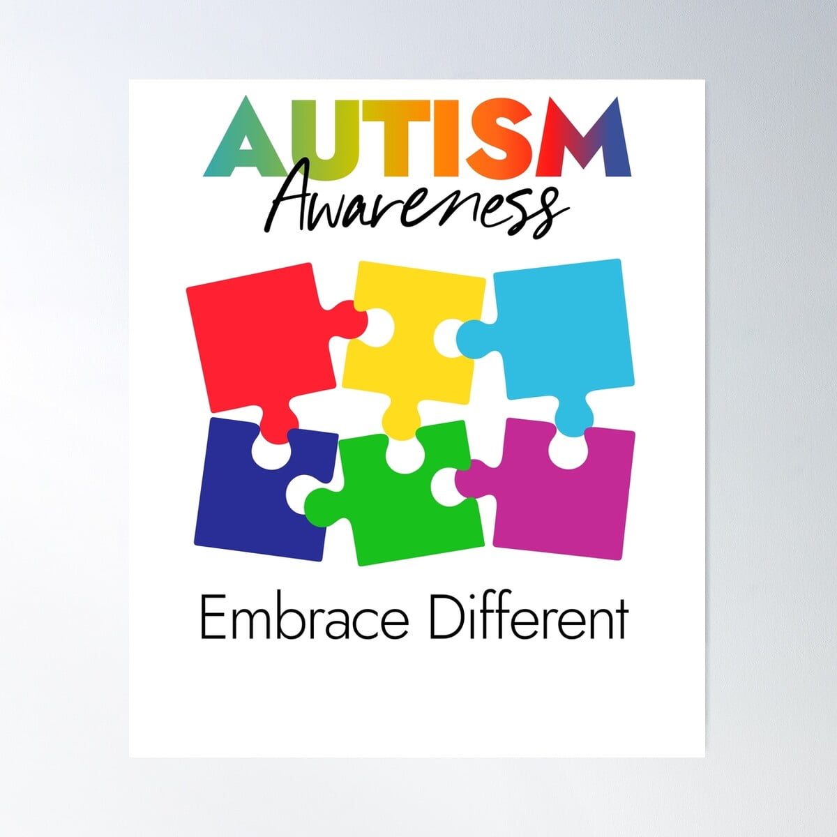 Unity In Diversity - Autism Awareness Puzzle Poster Wall Art, Modern ...