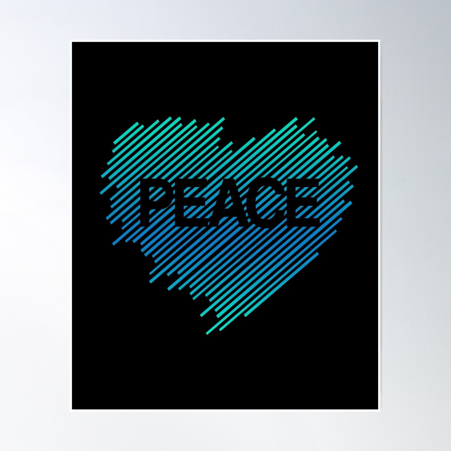 Unity Love Peace Heart Hippie Gift Poster Wall Art, Modern Wall Decor ...