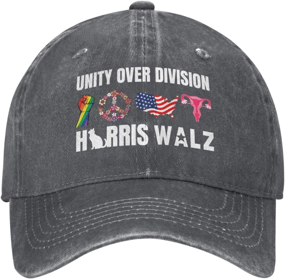 Unity Over Division Hat Kamala Harris Walz Waltz 2024 Election Denim Hats Baseball Caps