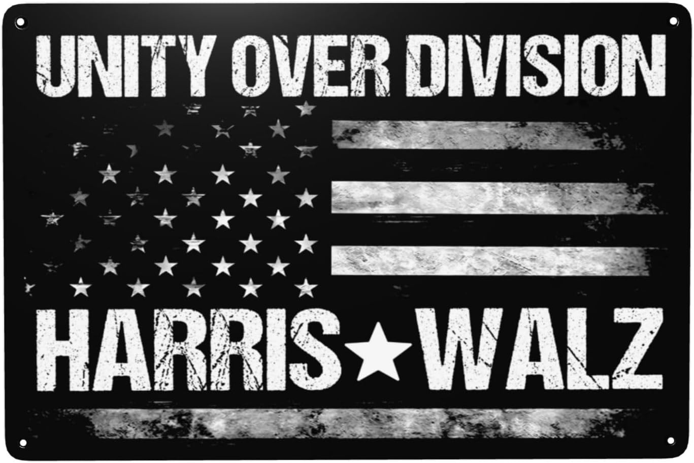 Unity Over Division sign Kamala Harris Walz 2024 Election Retro 8x12 ...