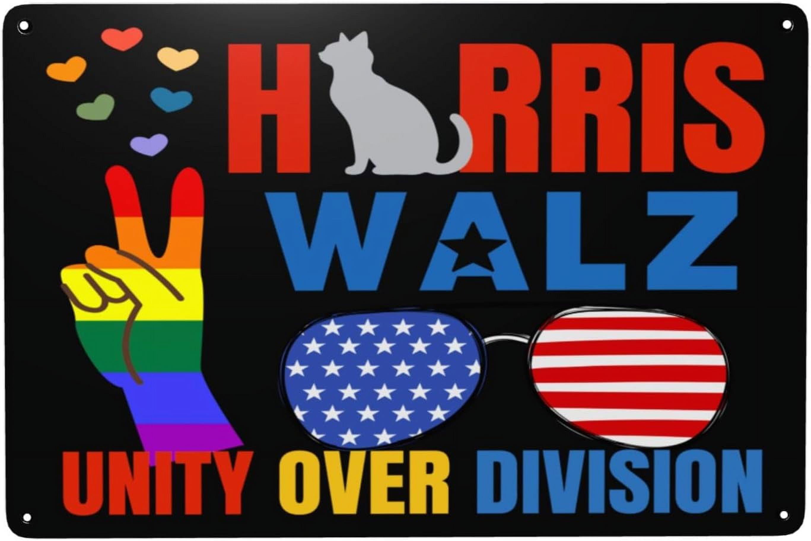 Unity Over Division sign Kamala Harris Walz 2024 Election Retro 8x12 ...