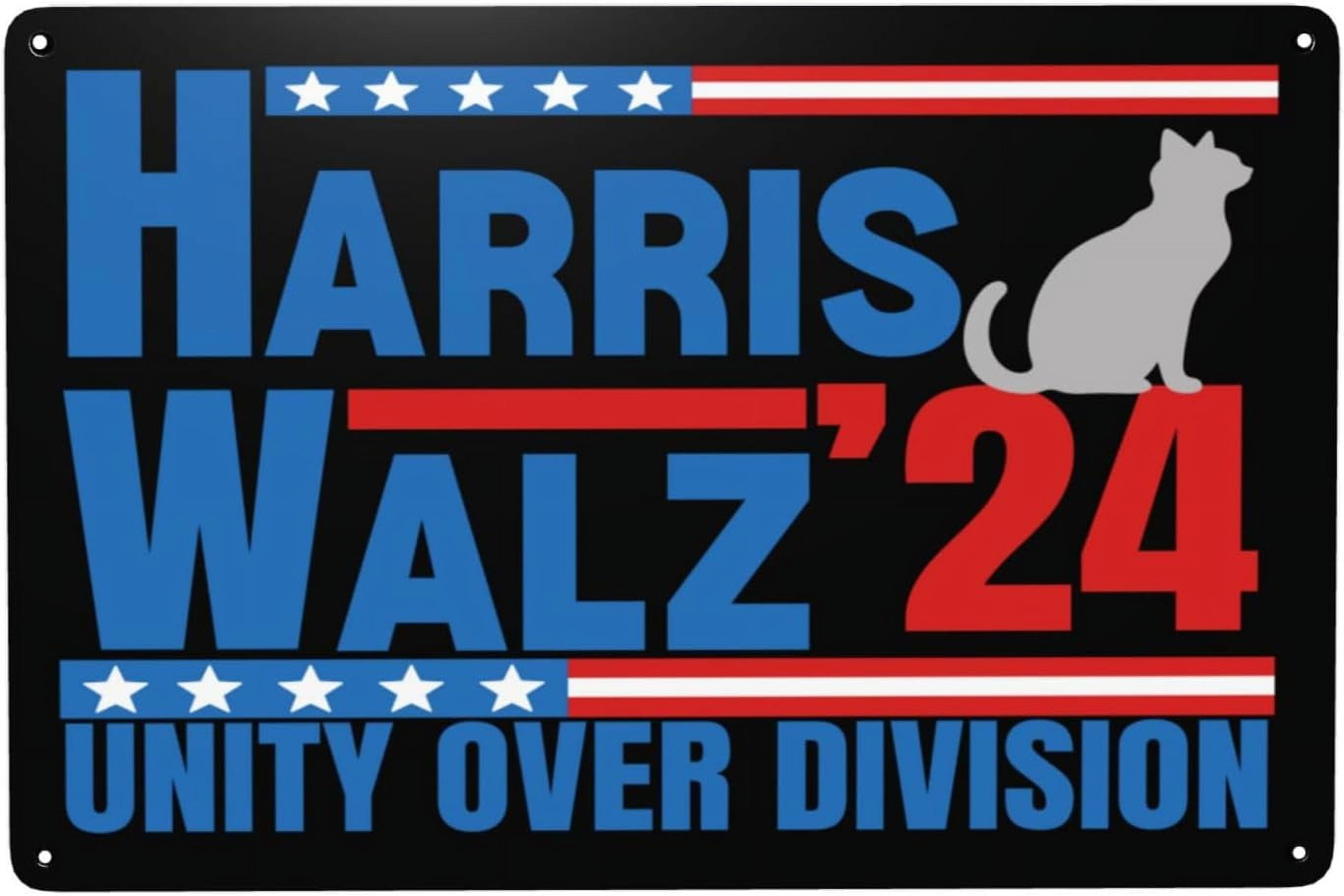 Unity Over Division sign Kamala Harris Walz 2024 Election Retro 8x12 ...