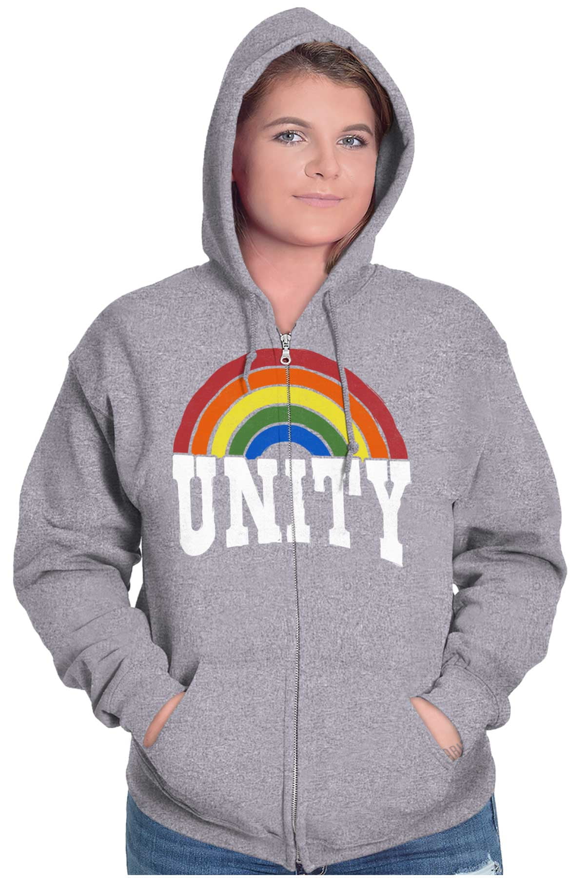 Unity Rainbow Social Justice Equality Zip Up Hoodie Men's Women's ...