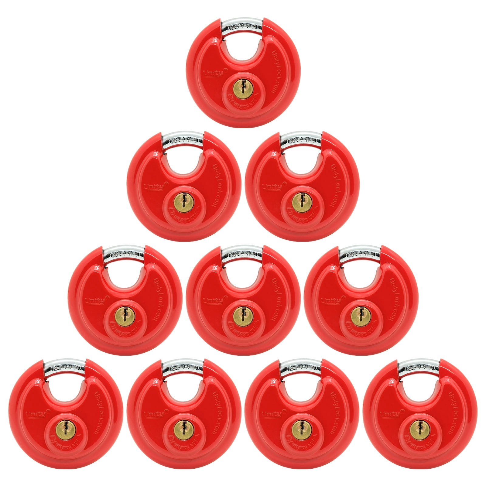 Unity Same Keyed RED Disc Padlock 2-3/4" (70mm) Keyed Alike Standard ...